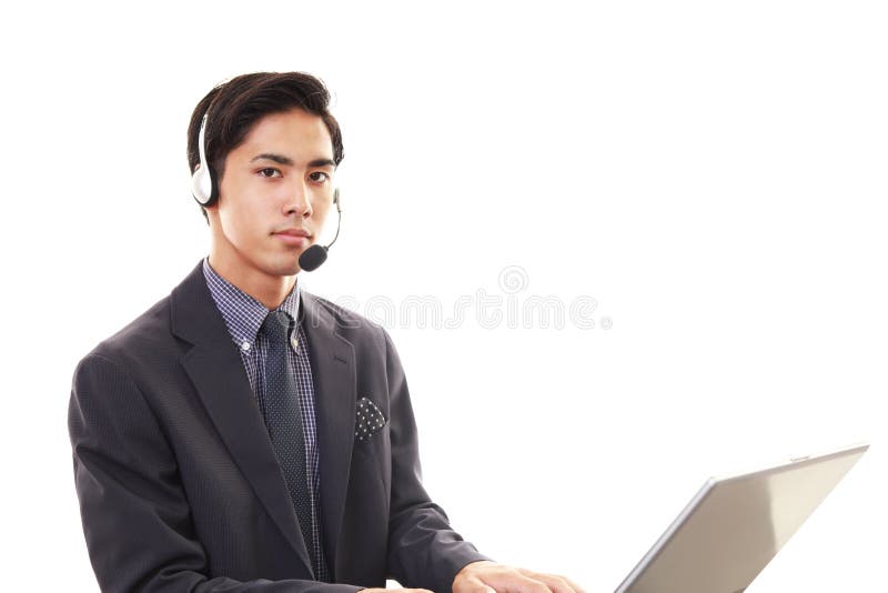 Smiling telephone operator stock image. Image of call - 57215755