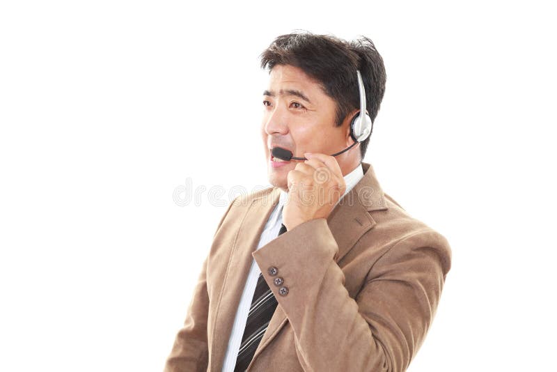 Smiling telephone operator stock photo. Image of beautiful - 59124840