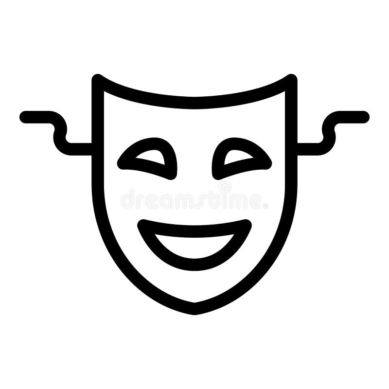 Smiling Theatre Mask Icon, Outline Style Stock Vector - Illustration of ...