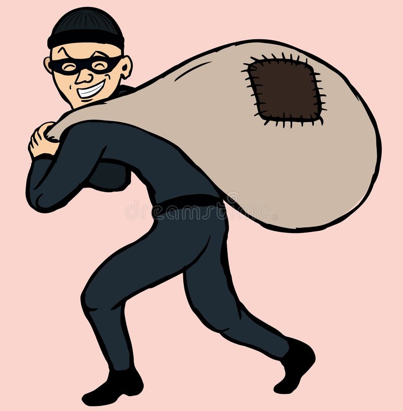 Smiling Thief in a Mask with a Bag Stock Vector - Illustration of ...