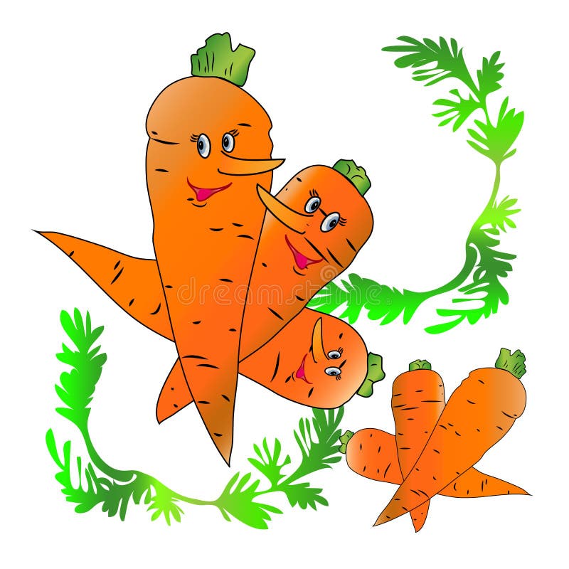 Smiling Three Carrot Character from Cartoon Stock Vector - Illustration ...