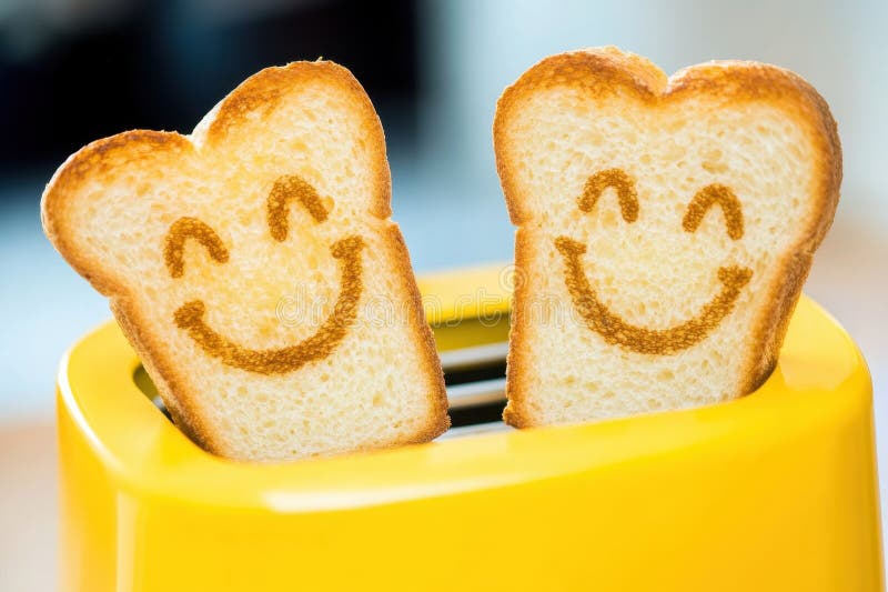 Smiling Toast Yellow Toaster Happy Breakfast Stock Photos - Free ...