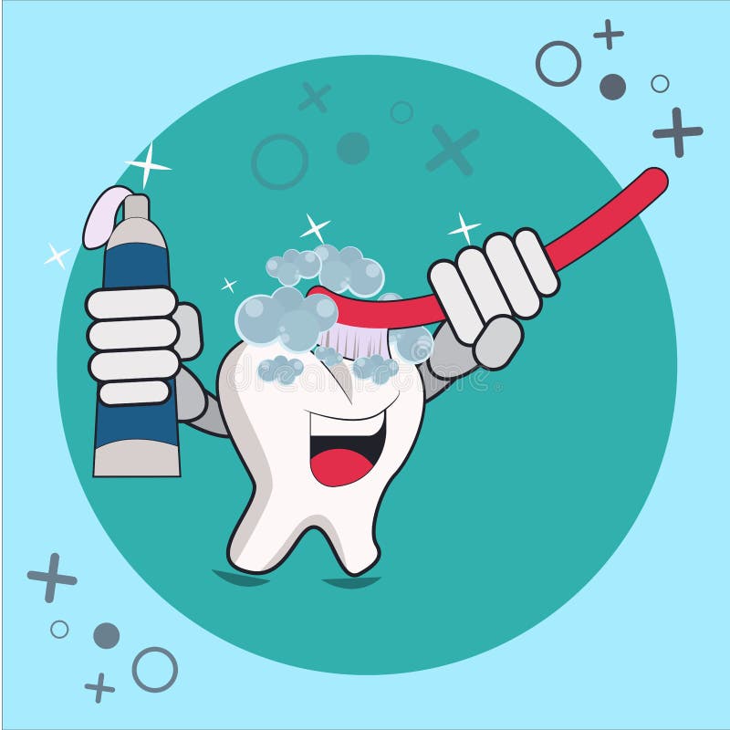 Tooth Brushing Steps Illustrations Set. Proper Oral Care. Toothpaste ...