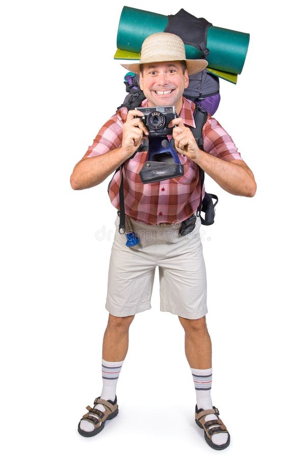 Smiling tourist stock photo. Image of pack, photographer - 11267690