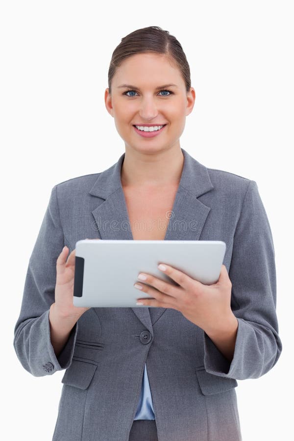 Business Woman Uses a Mobile Tablet Stock Image - Image of education ...