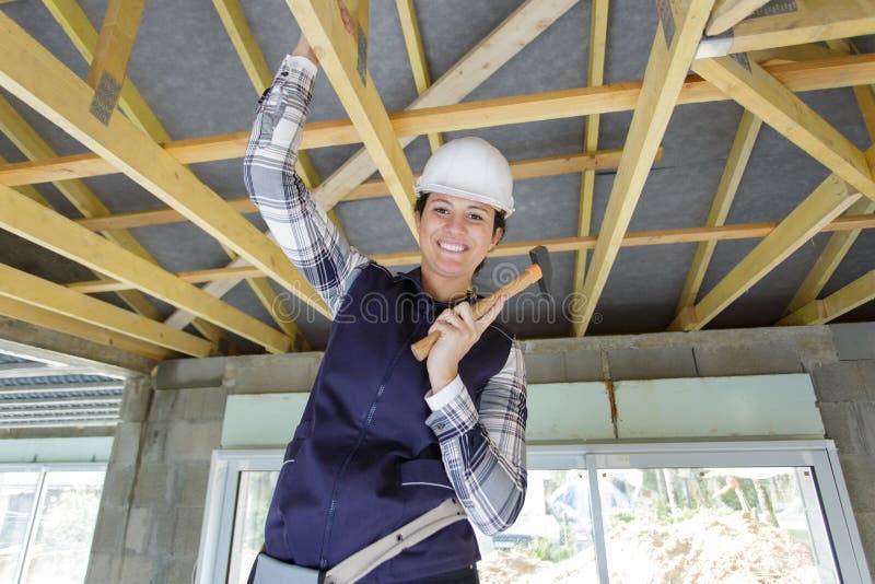 Smiling Trainee Using Mallet and Chisel Stock Image - Image of ...
