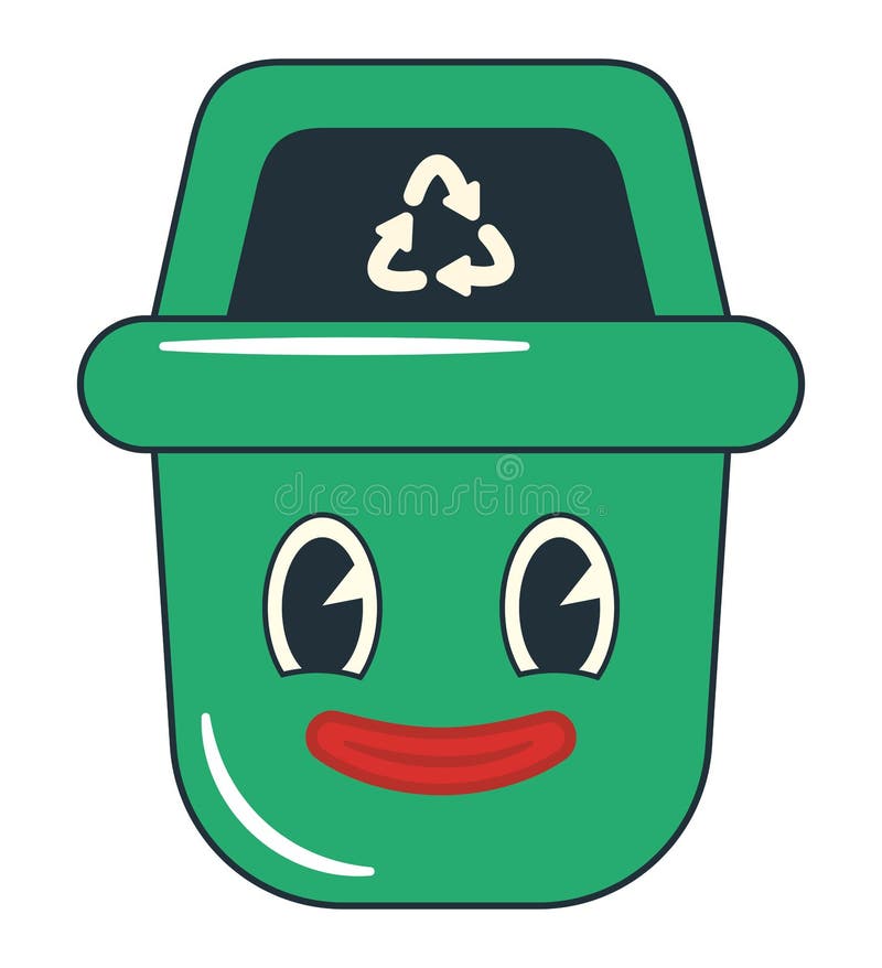 Smiling trash bin stock vector. Illustration of bucket - 261732806