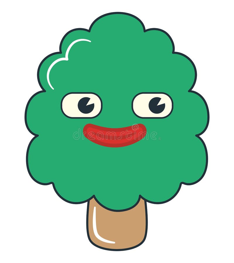 Smiling Tree in a Forest and Sign Promoting Arbor Day, Vector ...