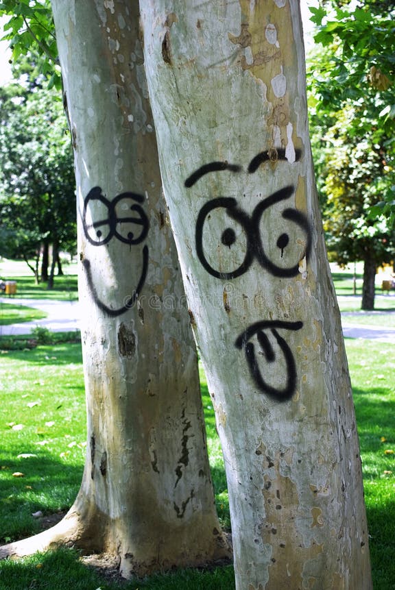 Smiling trees stock image. Image of painted, emoticon - 20480701
