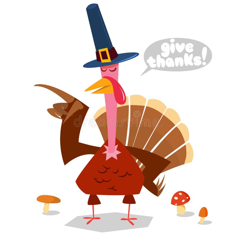 Smiling Turkey Bird Cartoon Character Looking with Speech Bubble and ...