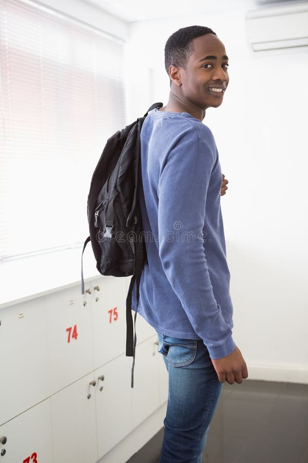 Smiling University Student with Backpack Stock Photo - Image of ...