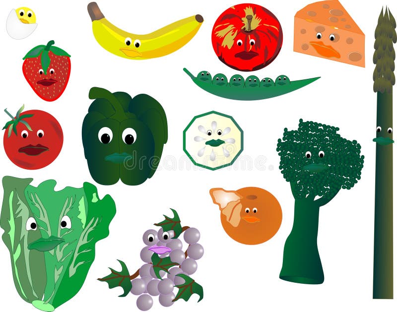 Smiling Veggie faces stock vector. Illustration of colored - 7959776