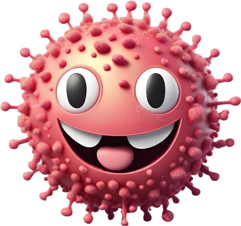 Smiling Virus, Cute Cartoon Pathogen Icon. Stock Photo - Illustration ...