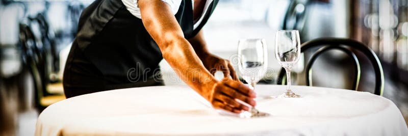Smiling Waitress Setting the Table Stock Photo - Image of 3034, table ...