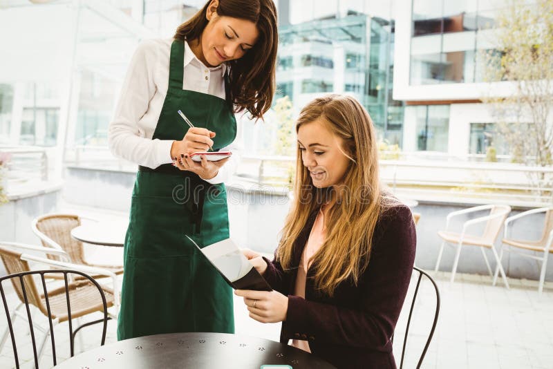 Smiling Waitress Taking an Order Stock Image - Image of people, drink ...