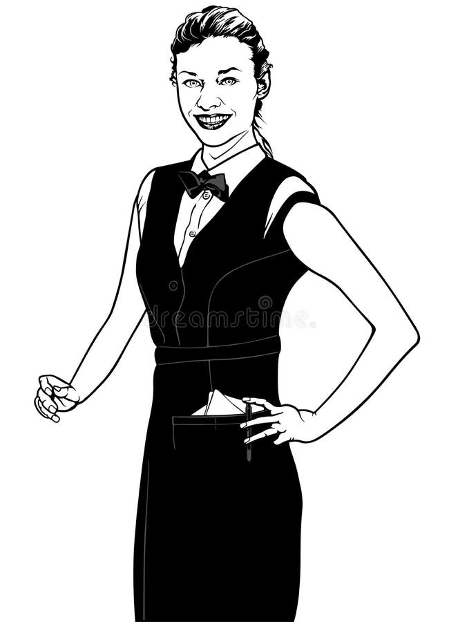 Smiling Waitress in Uniform Stock Vector - Illustration of profession ...
