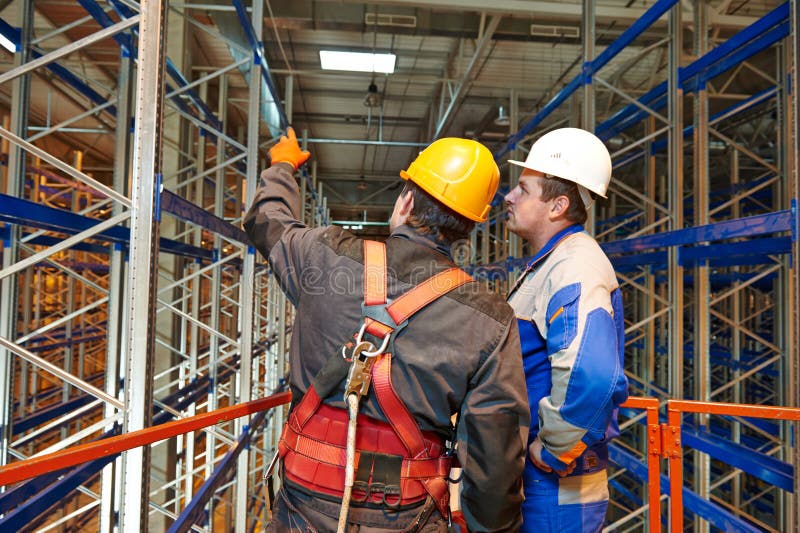 Warehouse Worker Installing Rack Arrangement Stock Photo - Image of ...