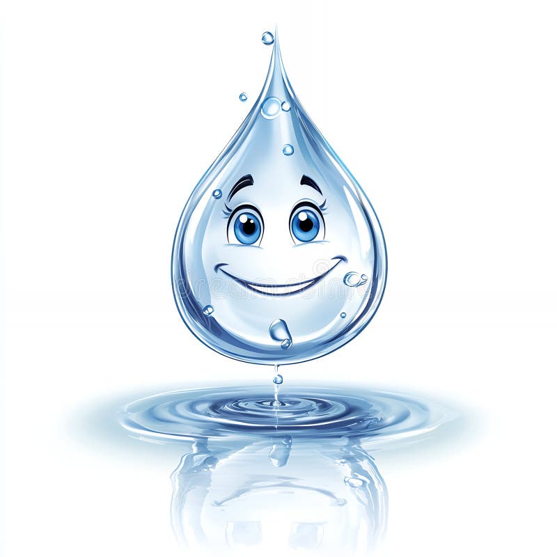 Smiling Water Drop with a Happy Face Stock Illustration - Illustration ...
