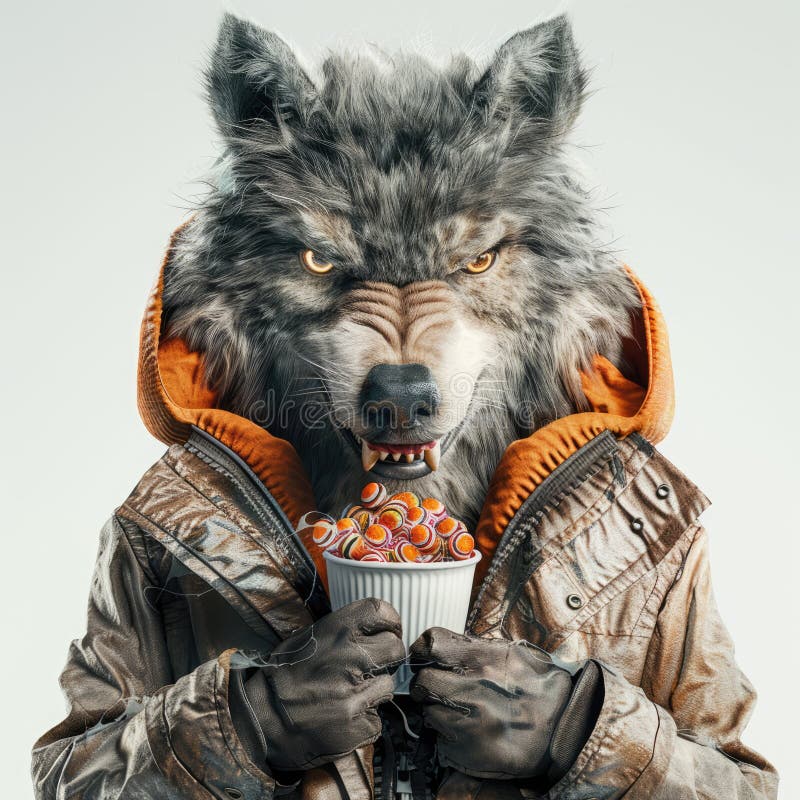 Smiling Werewolf with Candy in Hand, Generative Ai Stock Illustration ...