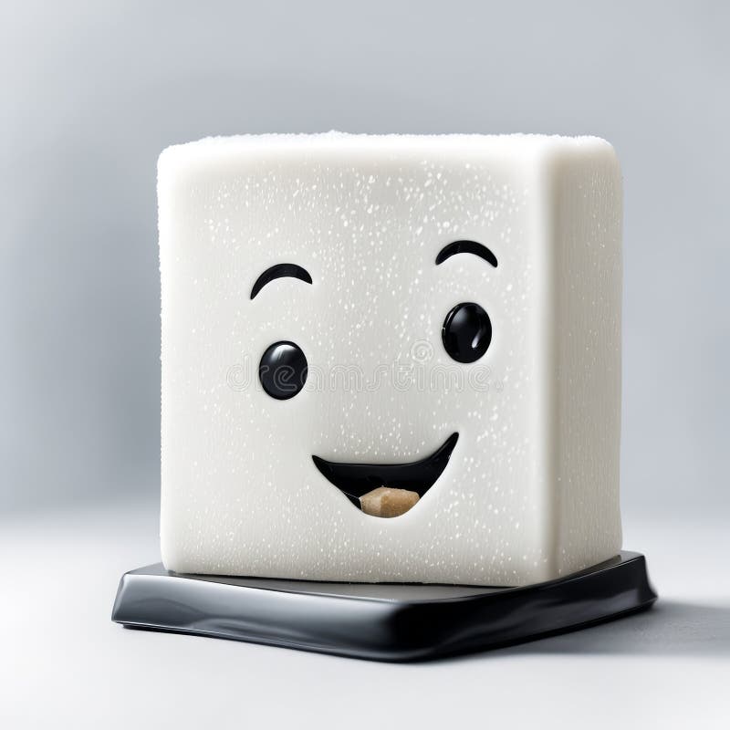 Happy White Cube Character on Dark Base Stock Photo - Image of bold ...