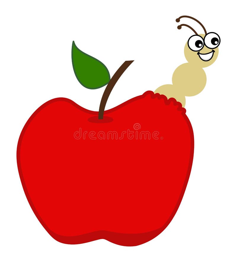 Smiling White Maggot Coming Out of a Juicy Red Apple - Vector Stock ...