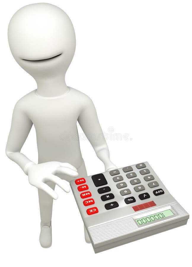 Smiling White Man with Calculator Stock Illustration - Illustration of ...