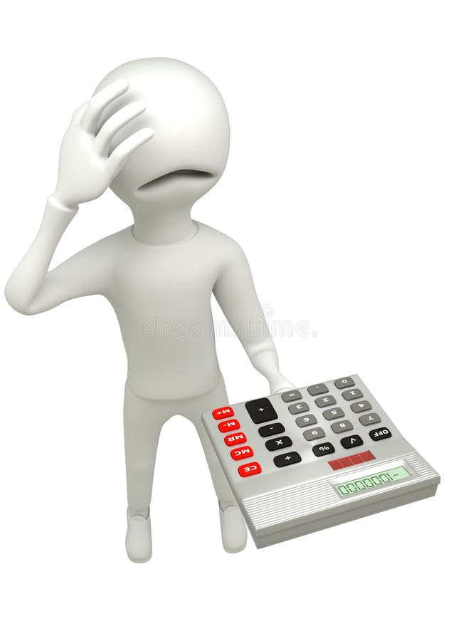 Smiling White Man with Calculator Stock Illustration - Illustration of ...