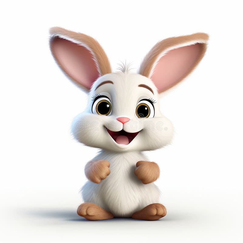 Smiling White Rabbit Sitting in an Upright Position, Looking Directly ...