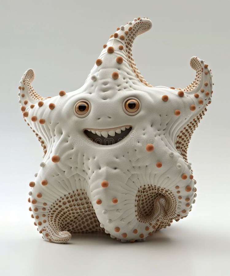 Smiling White Starfish with Brown Spots, Cute Sea Creature Image ...