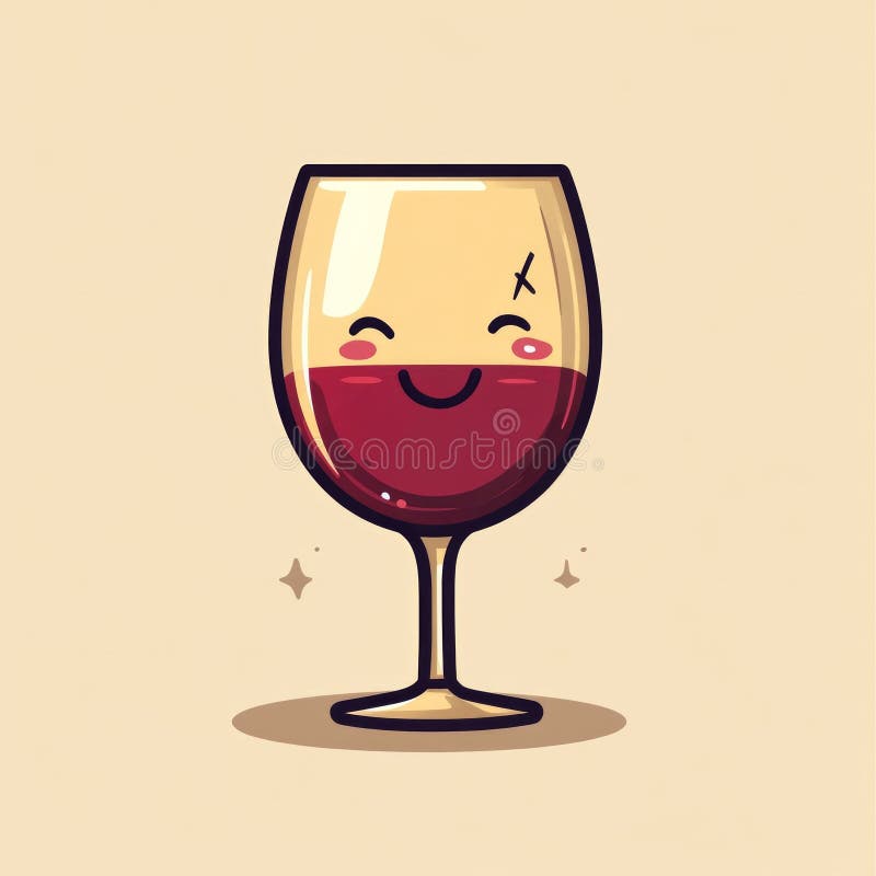 Smiling Wine Glass Cartoon with Red Wine and Happy Face Stock ...