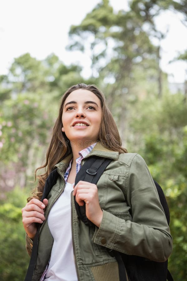 Smiling Woman with Backpack Stock Image - Image of healthy, exercise ...
