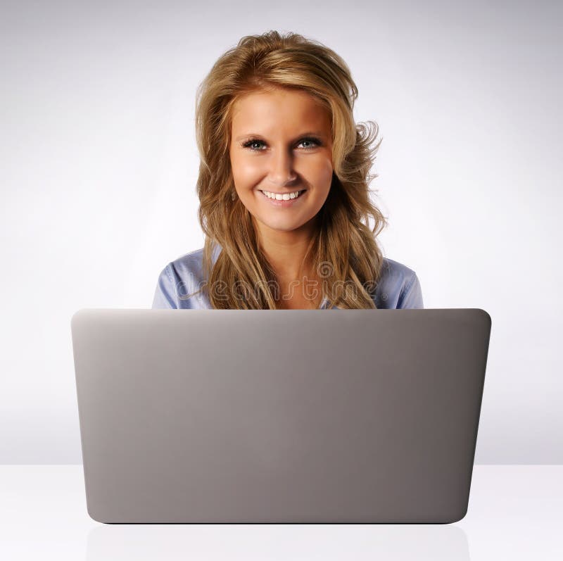 Young Woman on the Internet Stock Image - Image of move, smiley: 6837157
