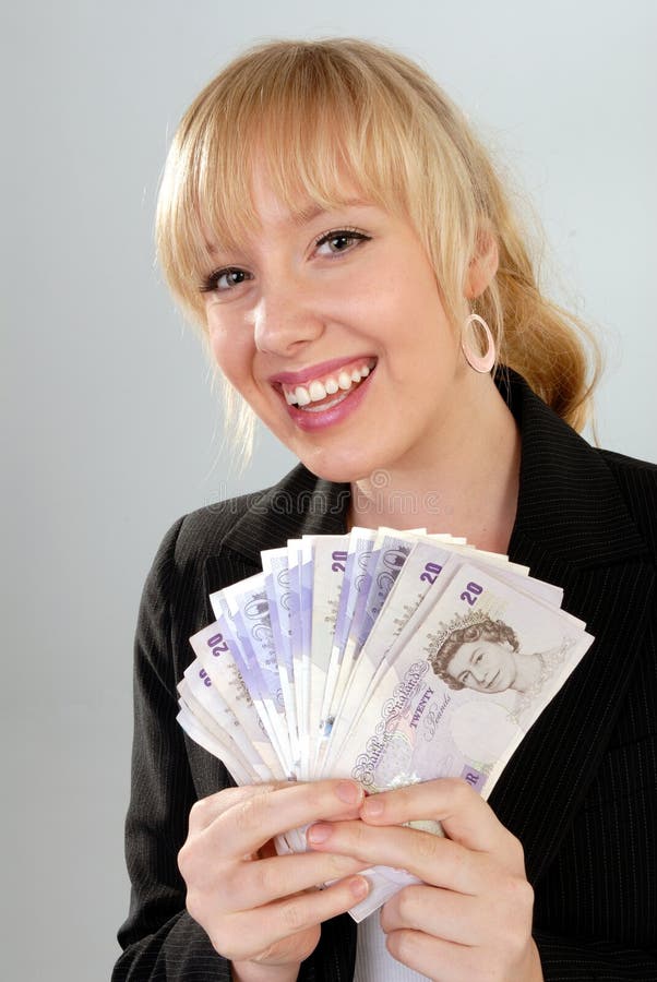 Smiling Woman with British Currency Editorial Stock Photo - Image of ...
