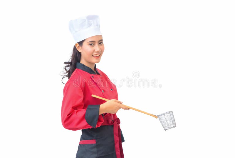 Woman Chef Holding Cooking Utensils Stock Photo - Image of service ...