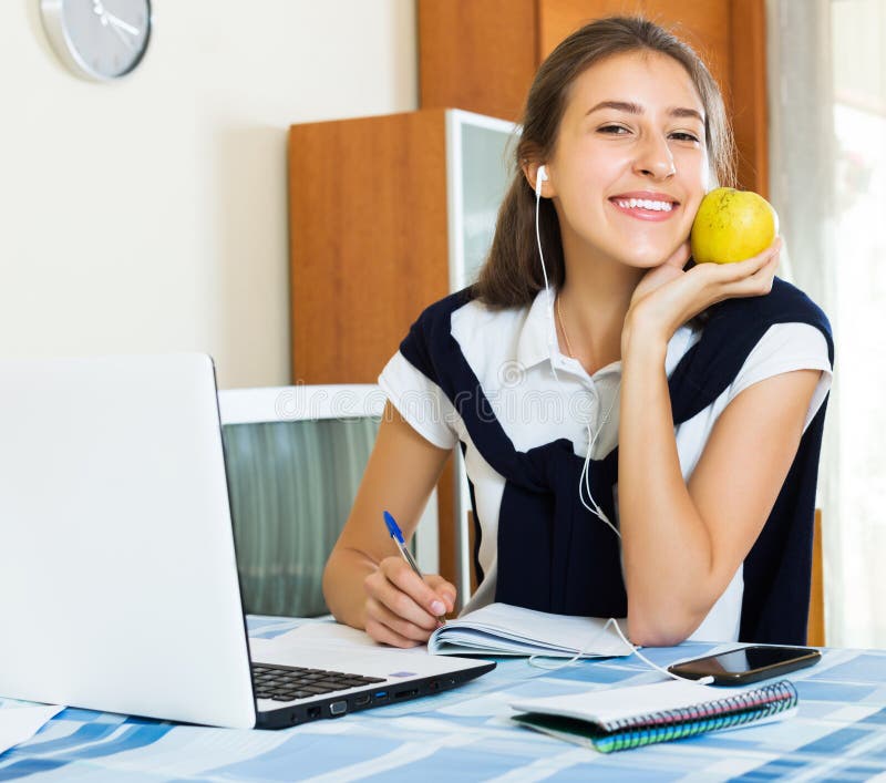 Smiling Woman College Student Study Stock Image - Image of interior ...
