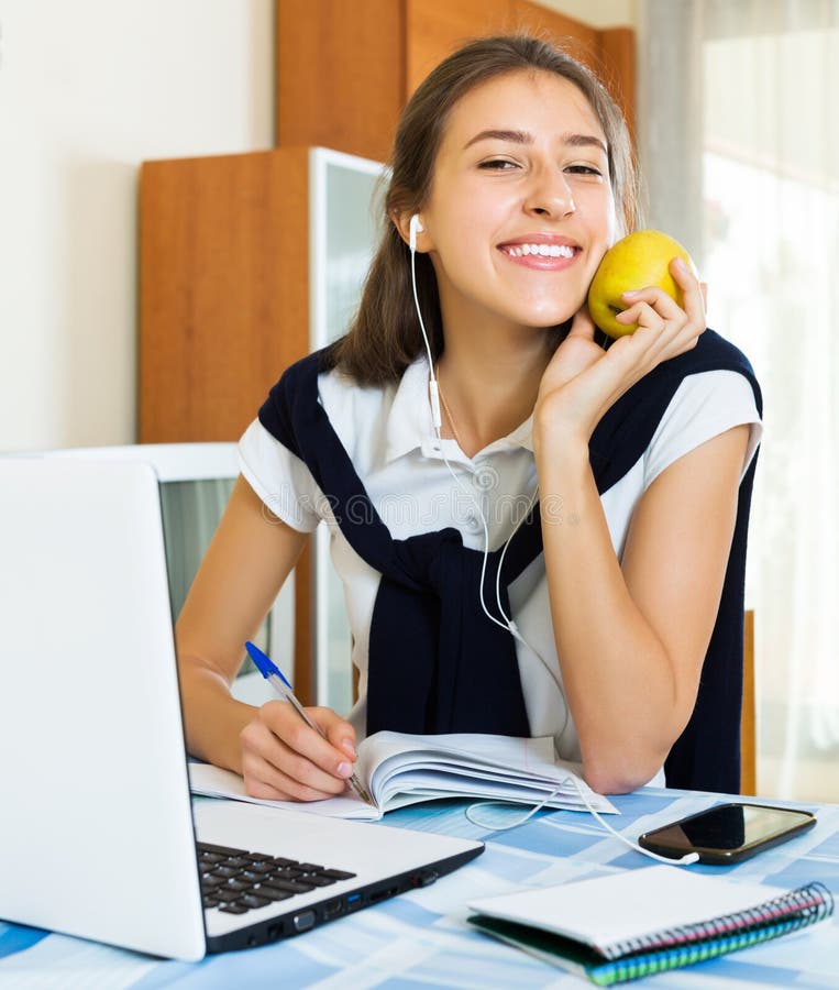 Smiling Woman College Student Study Stock Photo - Image of laughing ...