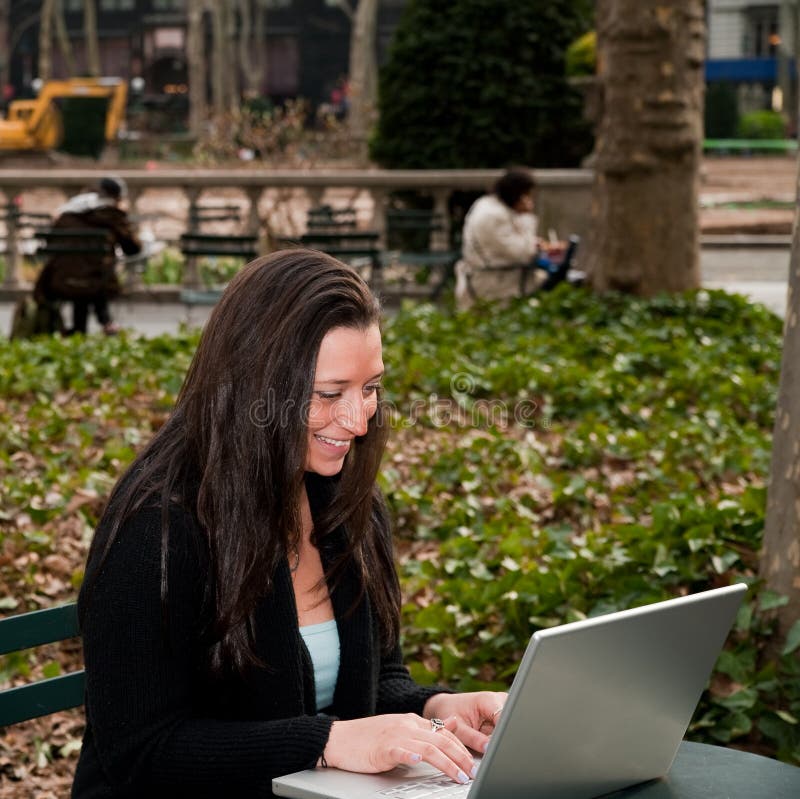 Computer in the Park stock image. Image of plants, stockings - 118189
