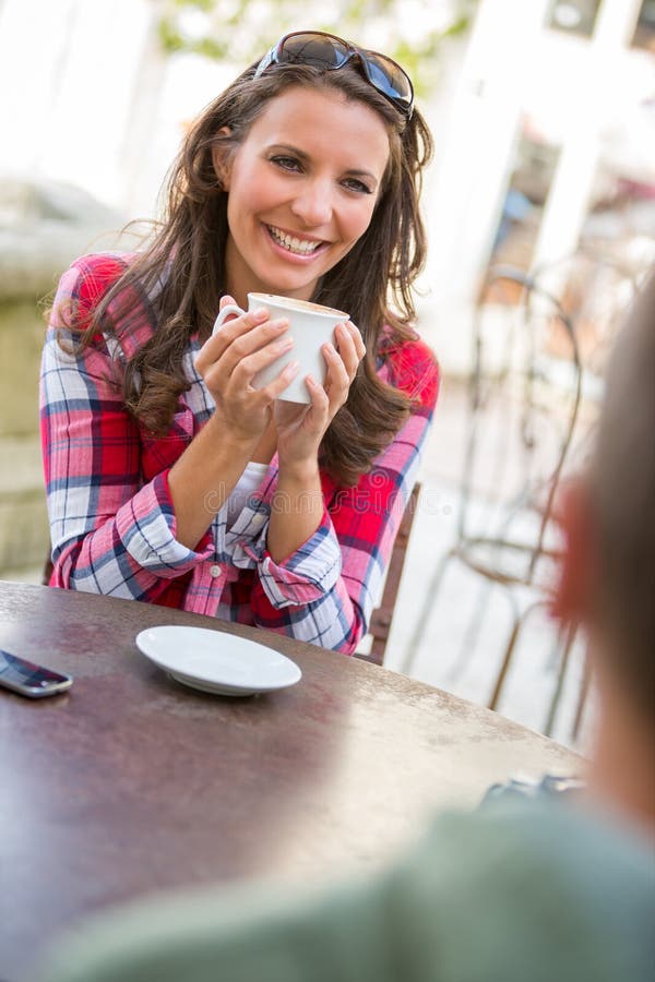 Smiling Woman Drinking Coffee Stock Image - Image of attractive, smile ...