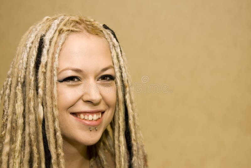 Smiling Woman with Face Piercings Stock Image - Image of style, hair ...