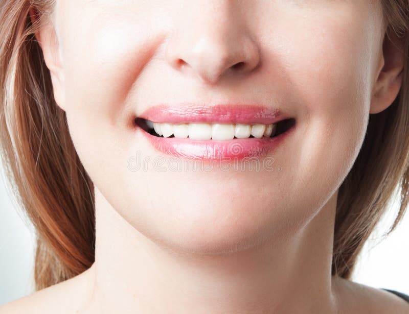 Smiling Woman Face on White Background Stock Image - Image of happy ...