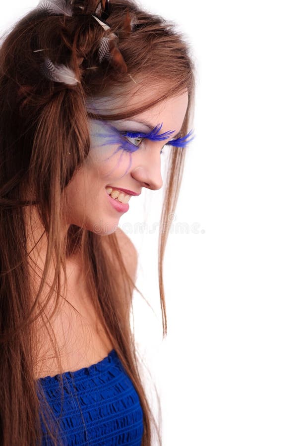 Smiling Woman with Fashion Makeup Stock Photo - Image of hair, isolated ...