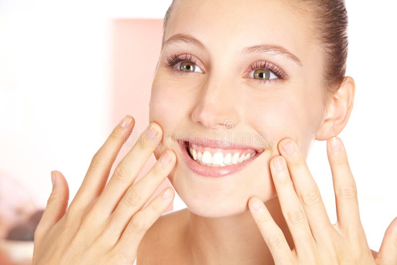 Smiling Woman Feeling Pure Skin Stock Image - Image of face, feminine ...