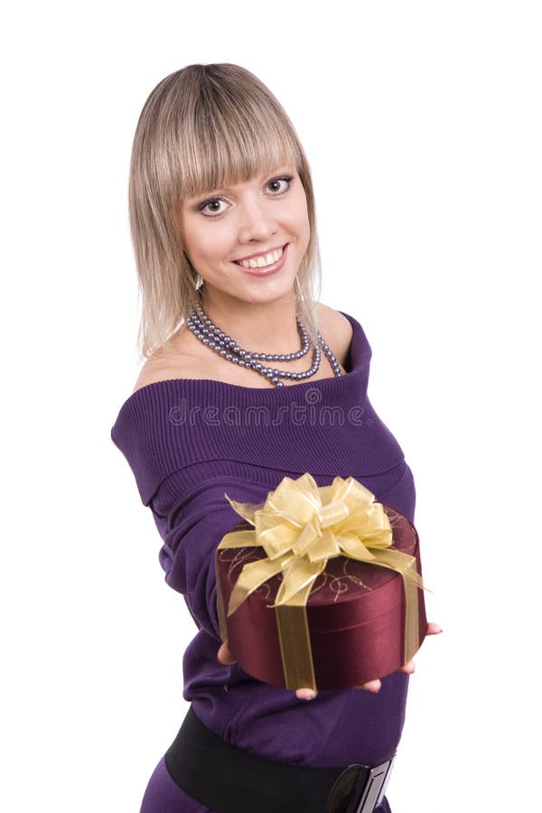 Woman is getting the gift. stock photo. Image of charming - 10985384