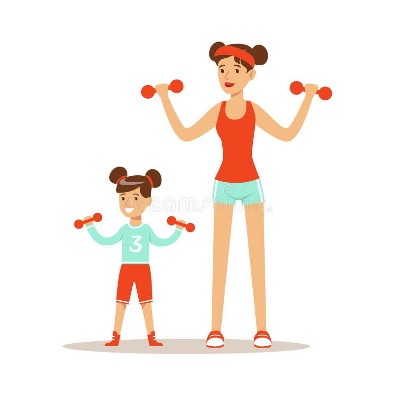 Mother And Daughter Exercising Stock Vector Illustration Of Happy