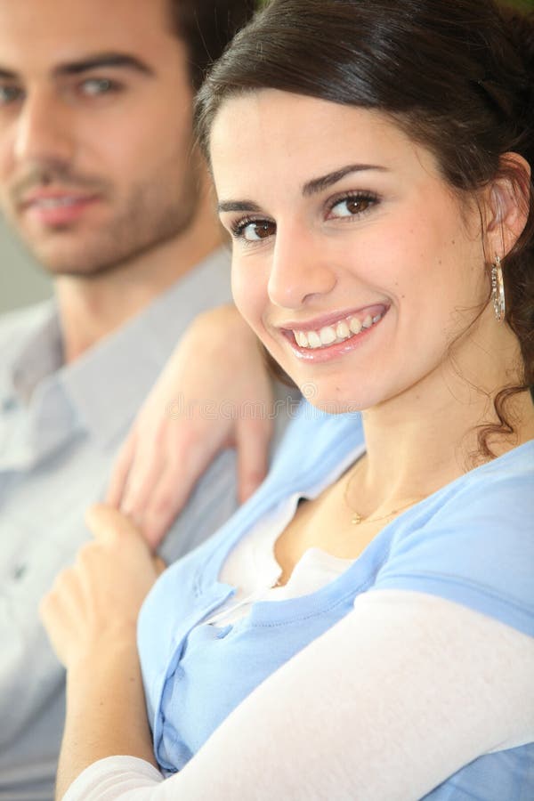 Smiling Woman with Her Partner Stock Photo - Image of happiness, male ...