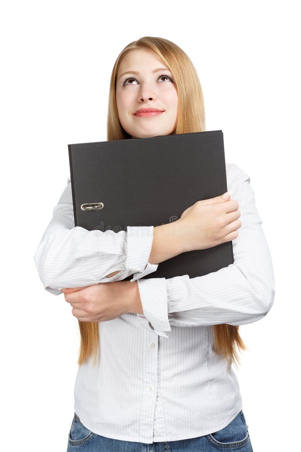 Woman Holding Black Folder with Both Hands Stock Image - Image of ... Woman Holding Black Folder with Both Hands Stock Image - Image of ...