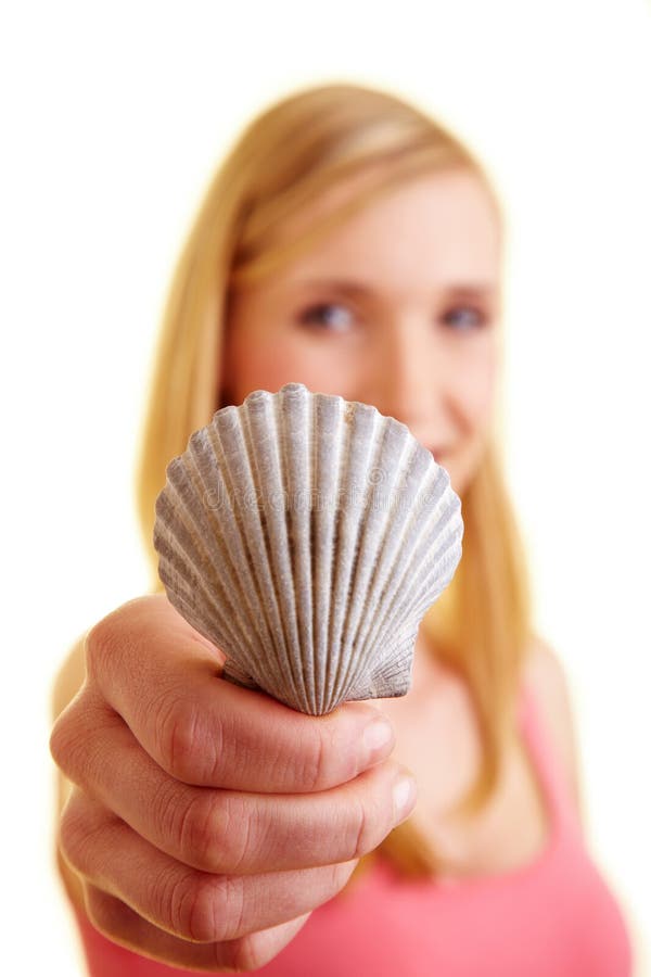 Smiling Woman Holding Cockle Stock Image - Image of laugh, people: 13743955