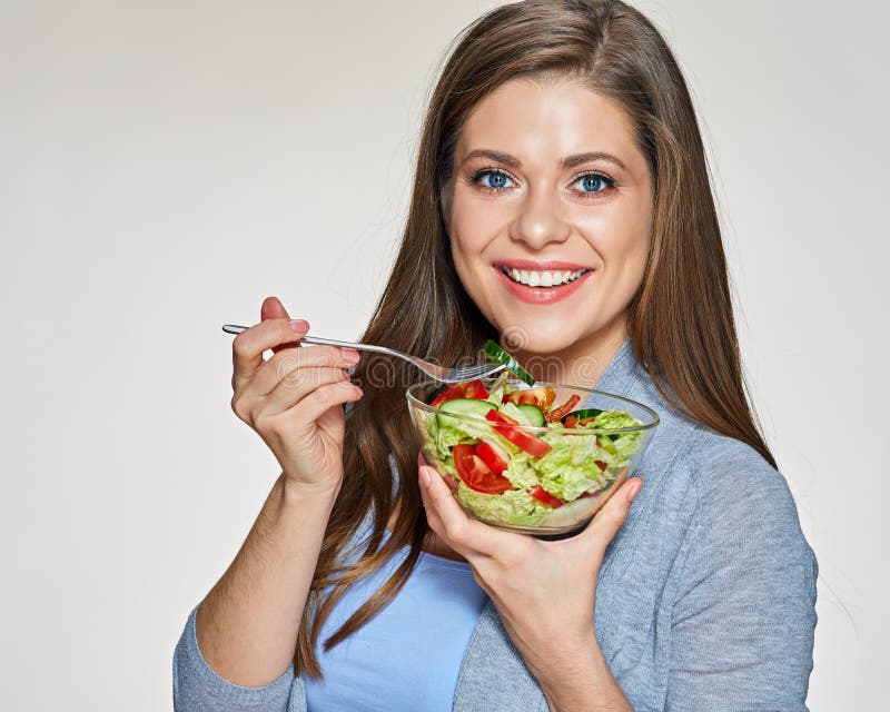 Smiling Woman Holding Glass Dish with Salad. Stock Photo - Image of ... Smiling Woman Holding Glass Dish with Salad. Stock Photo - Image of ...