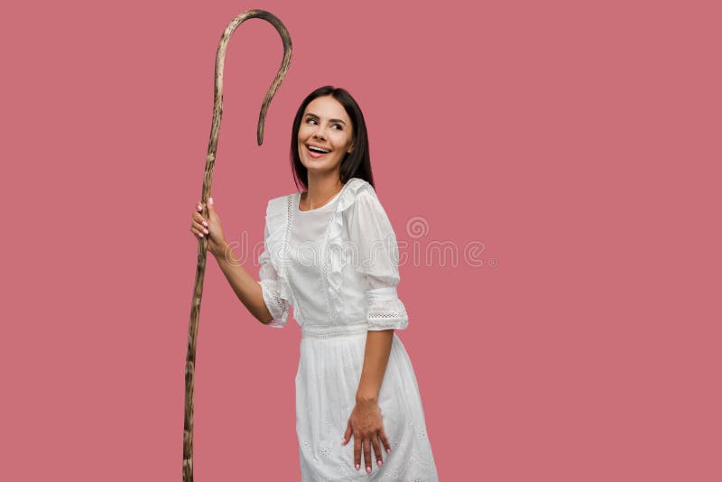 An Old Woman Using A Wooden Cane Stock Vector Illustration Of Hair