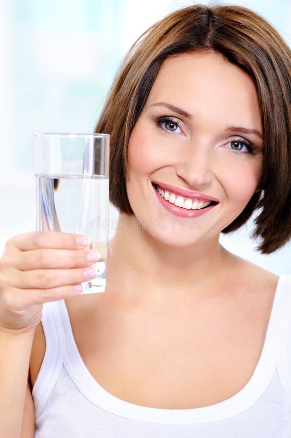 Woman with water stock image. Image of happy, friendly - 14134439